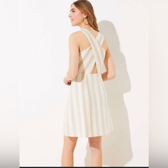 LOFT | Dresses | Nwt Loft Shimmer Stripe Cross Back Flare Dress In Size ...